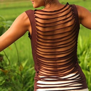 TATTERED TANK TOP - Shredded Sexy Open Back - Cut Out Top - - Etsy