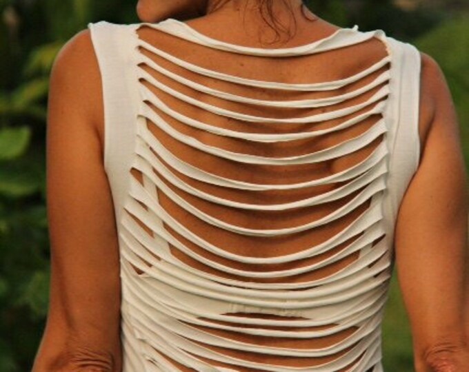 TATTERED TANK TOP Shredded Sexy Open Back Cut Out Top - Etsy