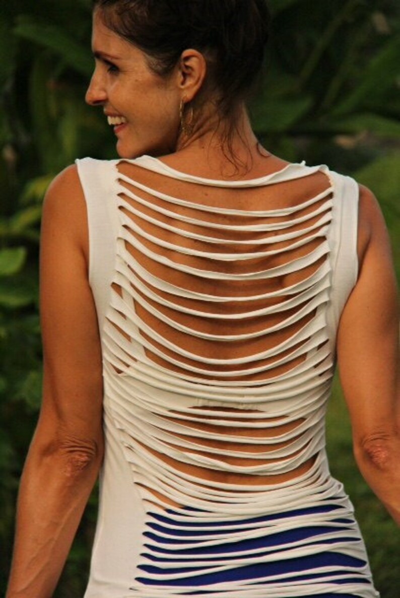 TATTERED TANK TOP Shredded Sexy Open Back Cut Out Top - Etsy