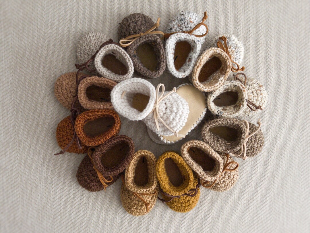 Gender Neutral Baby Shoes, Brown and Ivory Crochet Baby Booties ...
