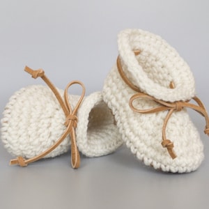 Gender Neutral Baby Shoes, Brown and Ivory Crochet Baby Booties ...