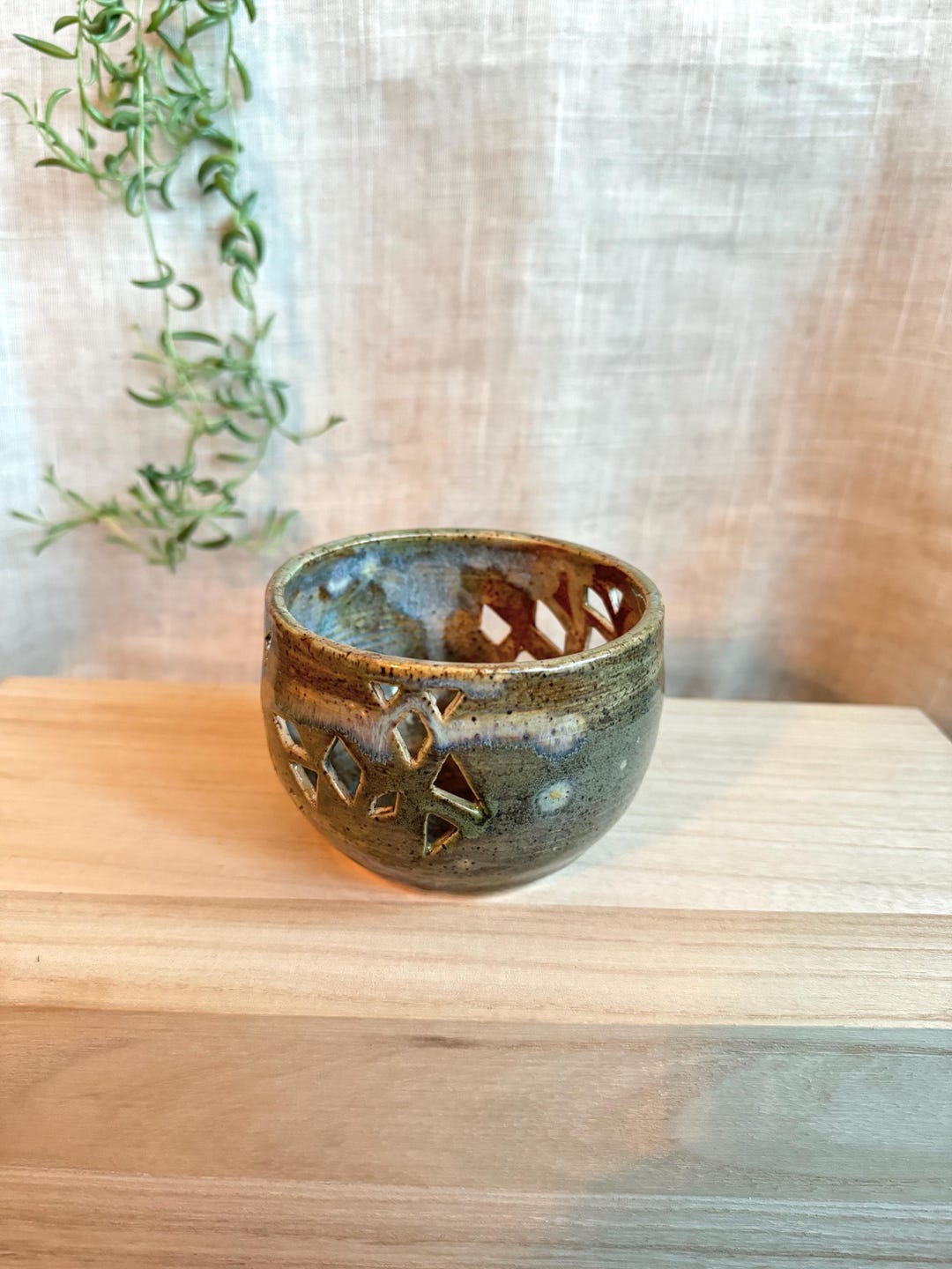 Aurora Borealis Ceramic Luminary: Hand Carved Northern Lights Candle ...