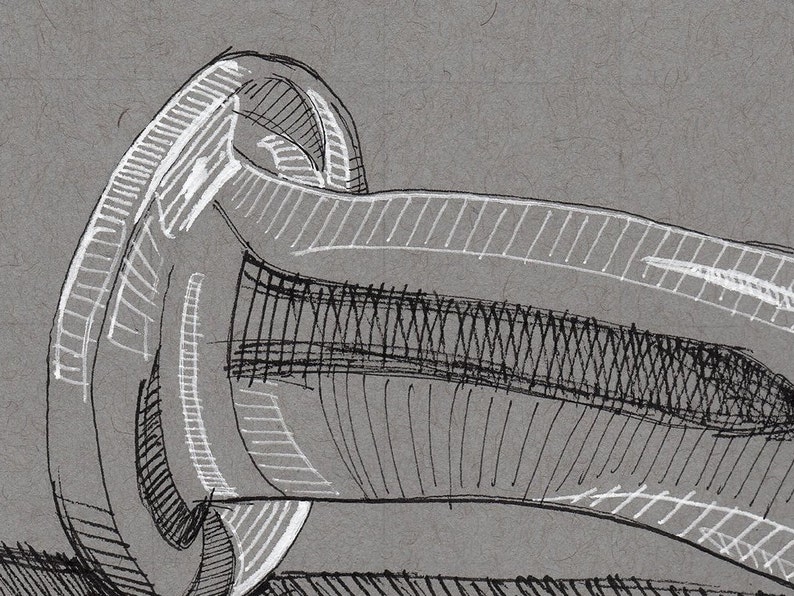 Mature Original 5x7 Line Drawing Illustration Of A Curved Dildo Art And Collectibles Drawing