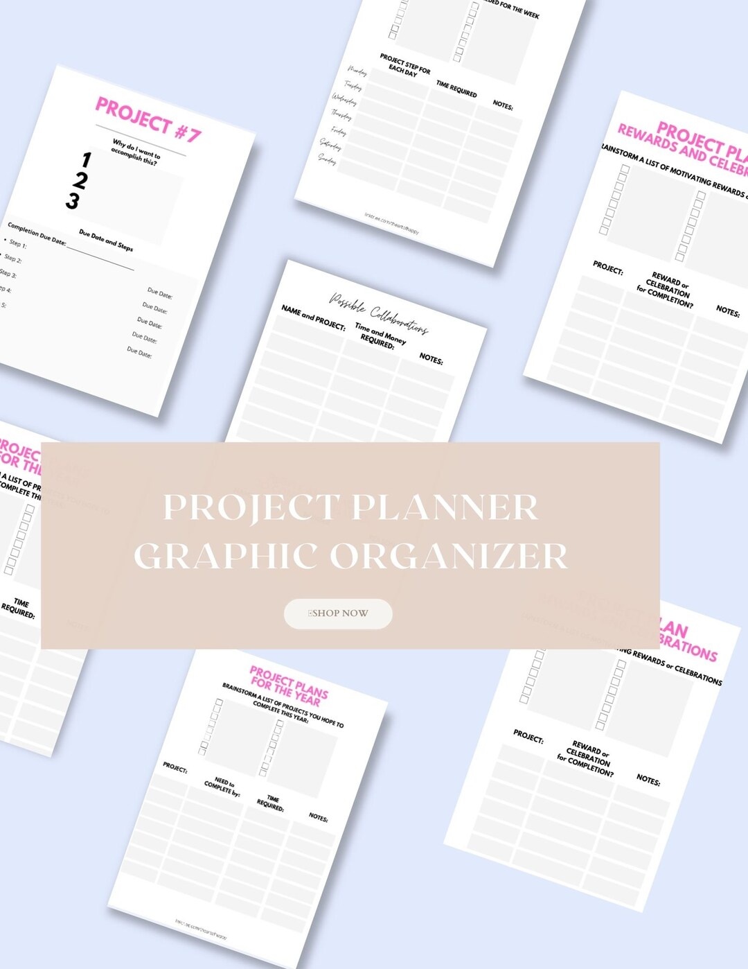 Project Plan Template: Graphic Organizers & Calendars (digital Download ...