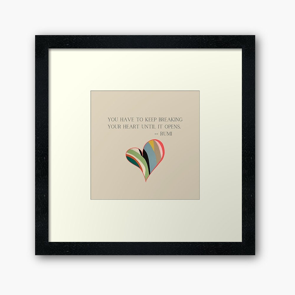 Keep Breaking Your Heart Rumi, Heart Painting and Typography - Etsy