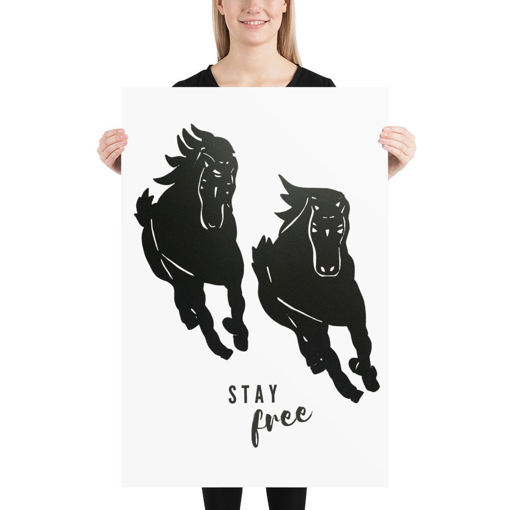 Stay Free Wild Horses Screen Print by Christie Olstad - Etsy