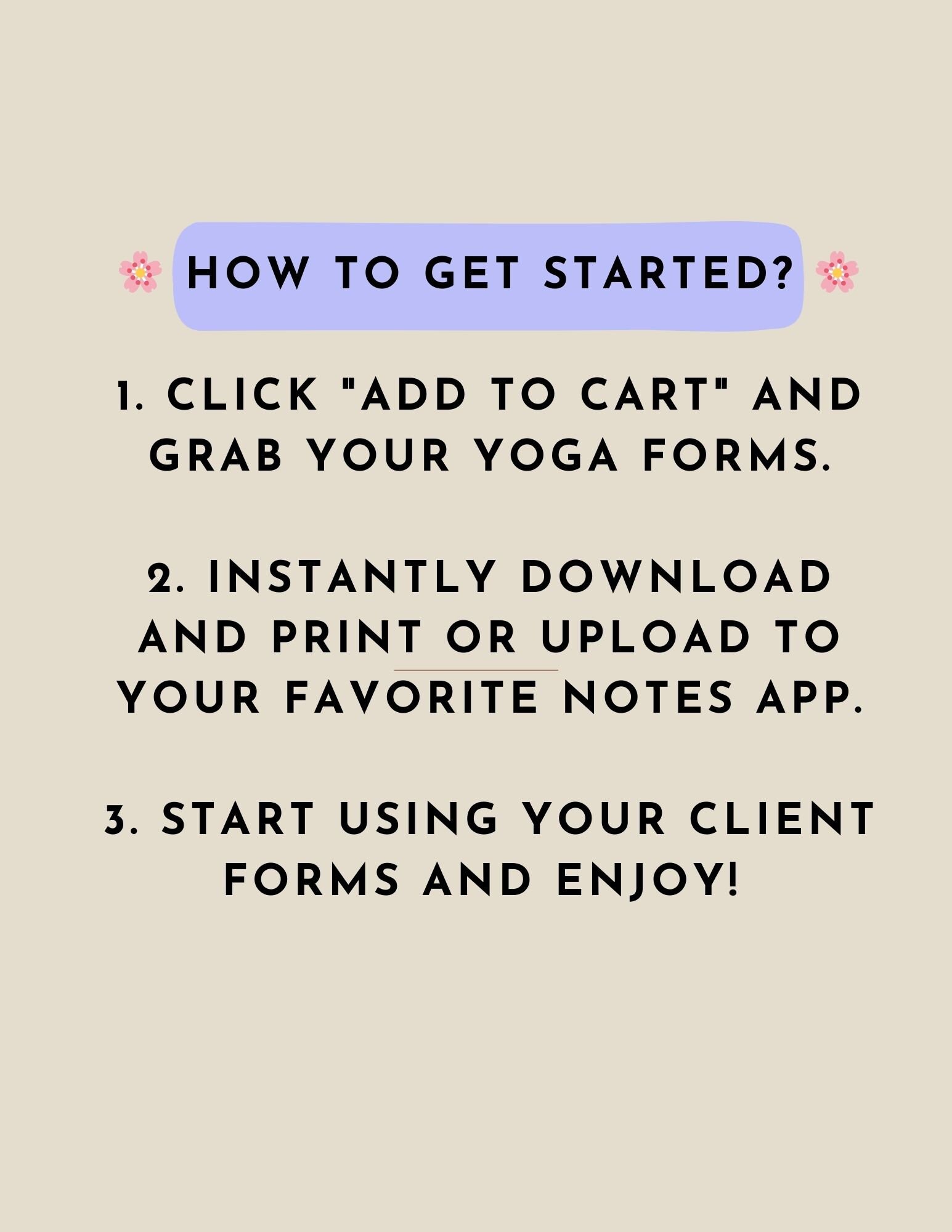 Yoga Session Intake Form and Follow-up Form, Private Yoga Client, Yoga ...