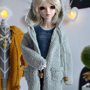 Knitted Cardigan With Hood for Minifee, Slim Msd, BJD 1/4 Doll.(for ...