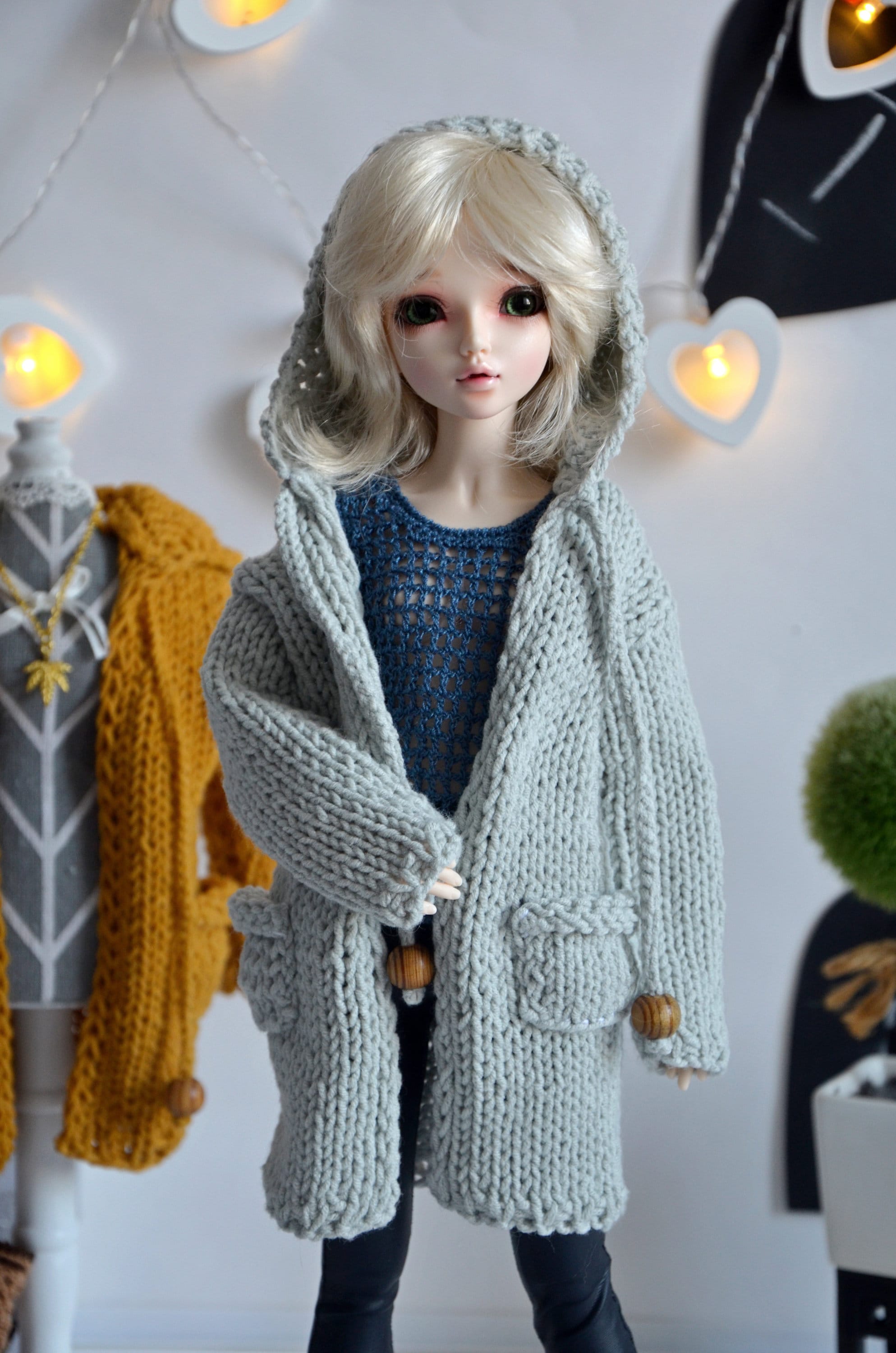 Knitted Cardigan With Hood for Minifee Slim Msd BJD 1/4 | Etsy