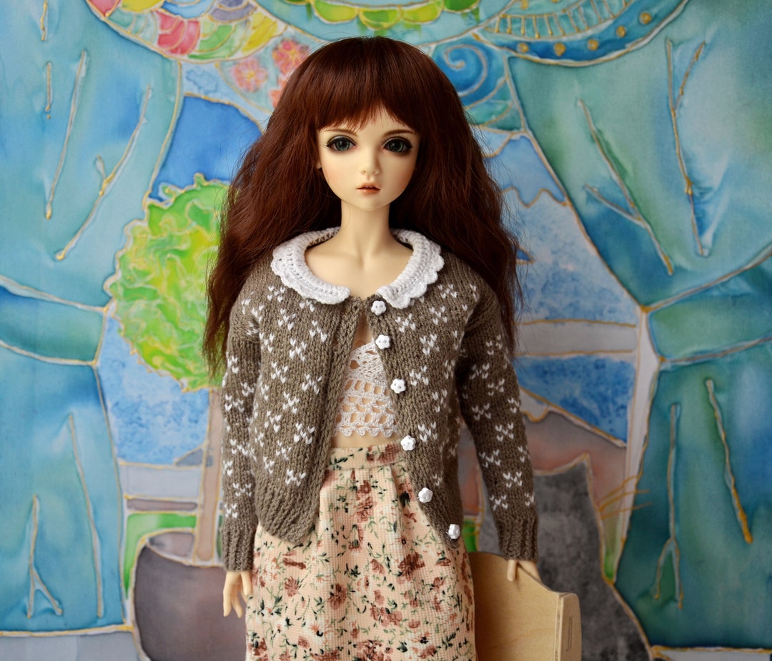 Knitted Cardigan With Openwork Collar for MSD 42-45cm 1/4 Bjd Doll. for ...