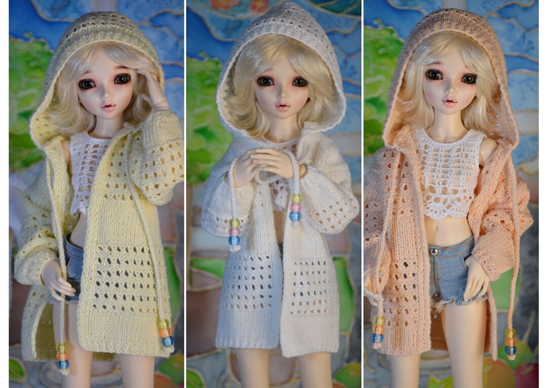 Knitted Cardigan With Hood for Minifee, Slim Msd, BJD 1/4 Doll. (for ...