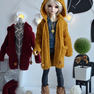 Knitted Cardigan With Hood for Minifee, Slim Msd, BJD 1/4 Doll.(for ...