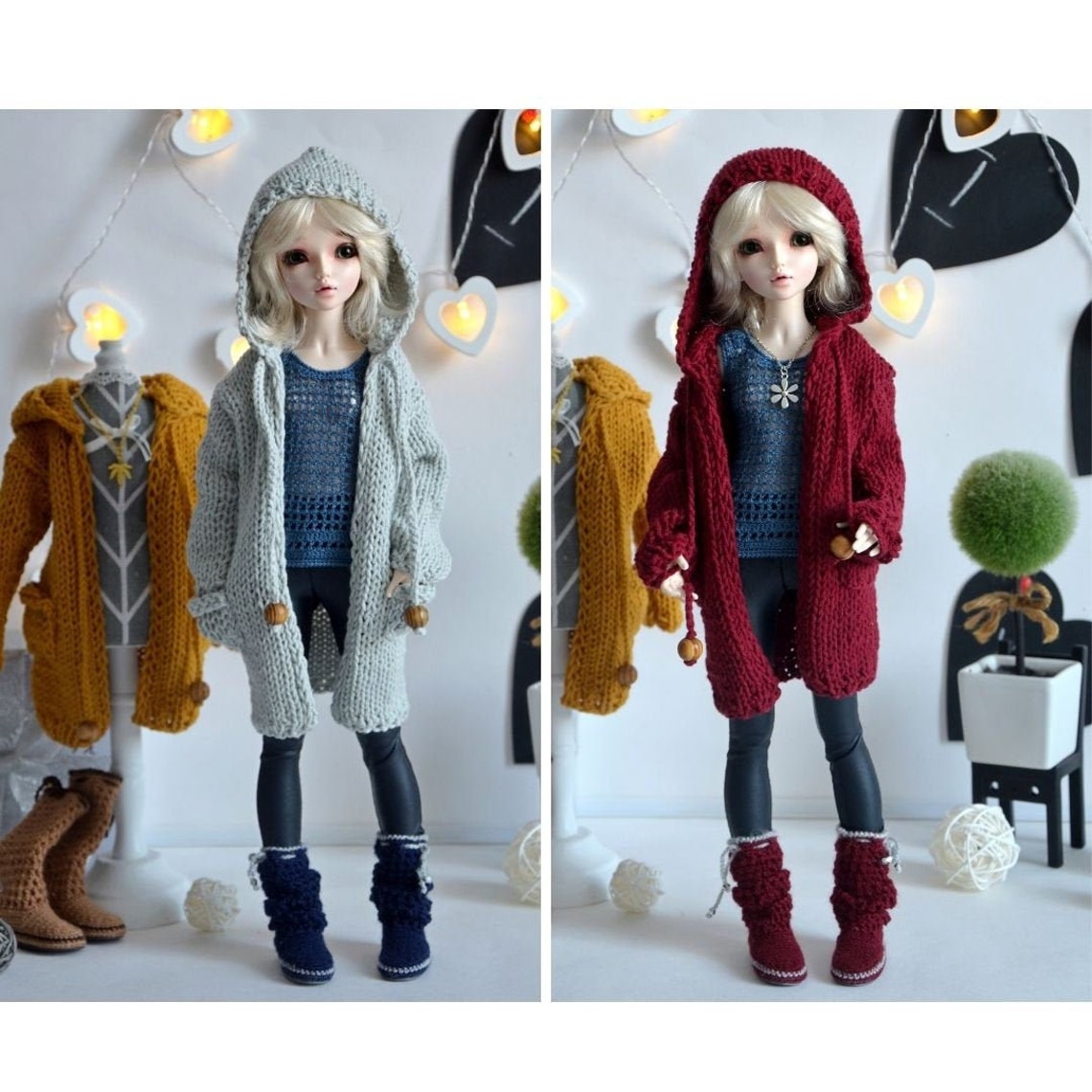 Knitted Cardigan With Hood for Minifee Slim Msd BJD 1/4 | Etsy