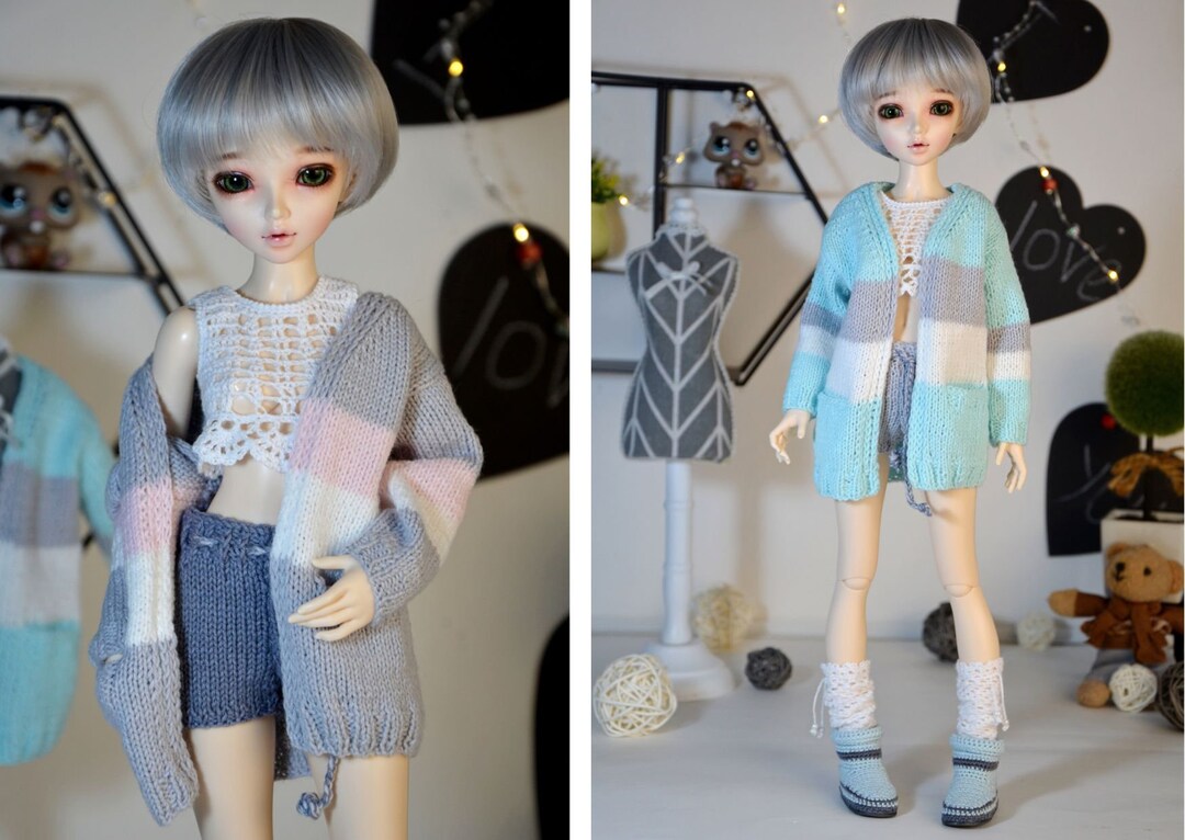 Knitted Cardigan for Minifee, Slim Msd, BJD 1/4 Size. (for People 14 ...