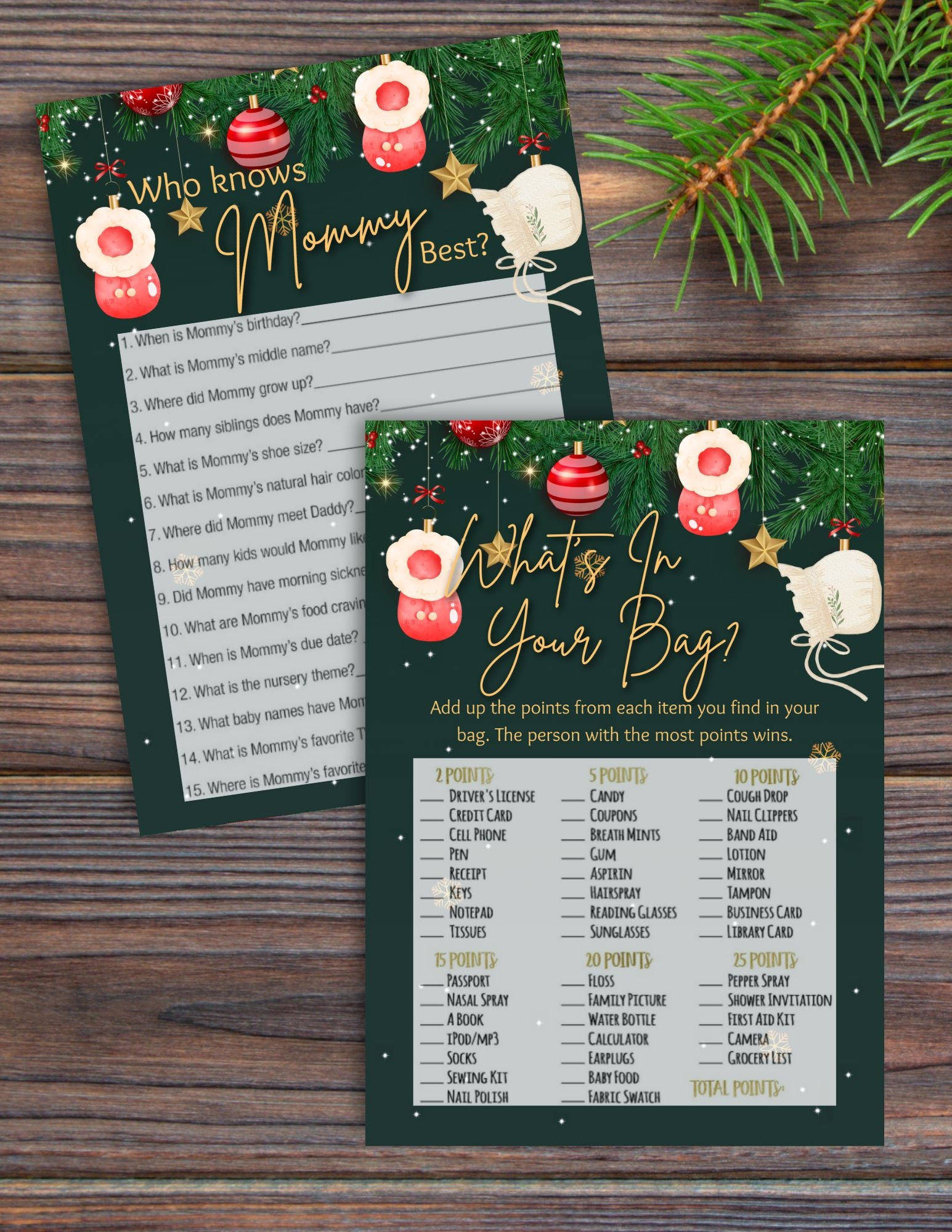 Christmas Baby Shower Games, 18 Printable Baby Shower Game, Christmas ...