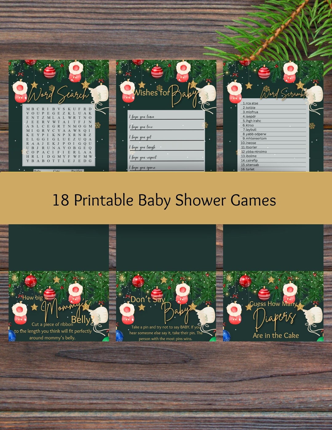 Christmas Baby Shower Games, 18 Printable Baby Shower Game, Christmas ...