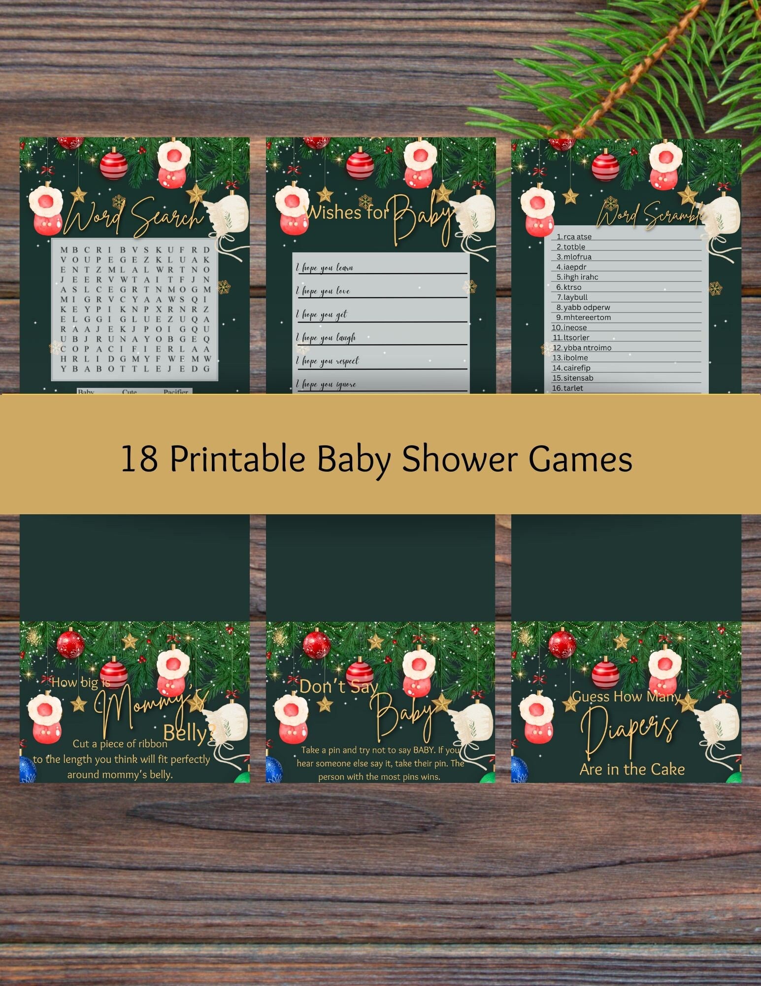 Christmas Baby Shower Games, 18 Printable Baby Shower Game, Christmas ...