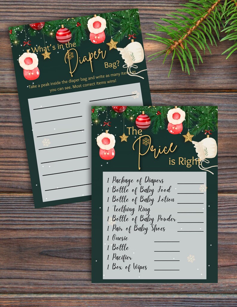 Christmas Baby Shower Games, 18 Printable Baby Shower Game, Christmas ...