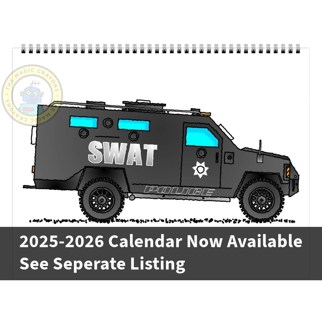 Police Vehicle Calendar 2024-2025. SWAT Truck Illustration, Police ...