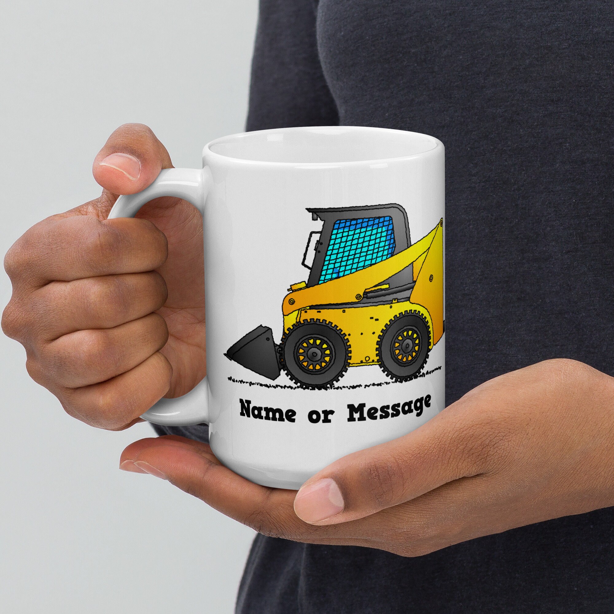 Personalized Skid Steer Mug. Custom Ceramic Coffee Mug With Yellow Skid ...