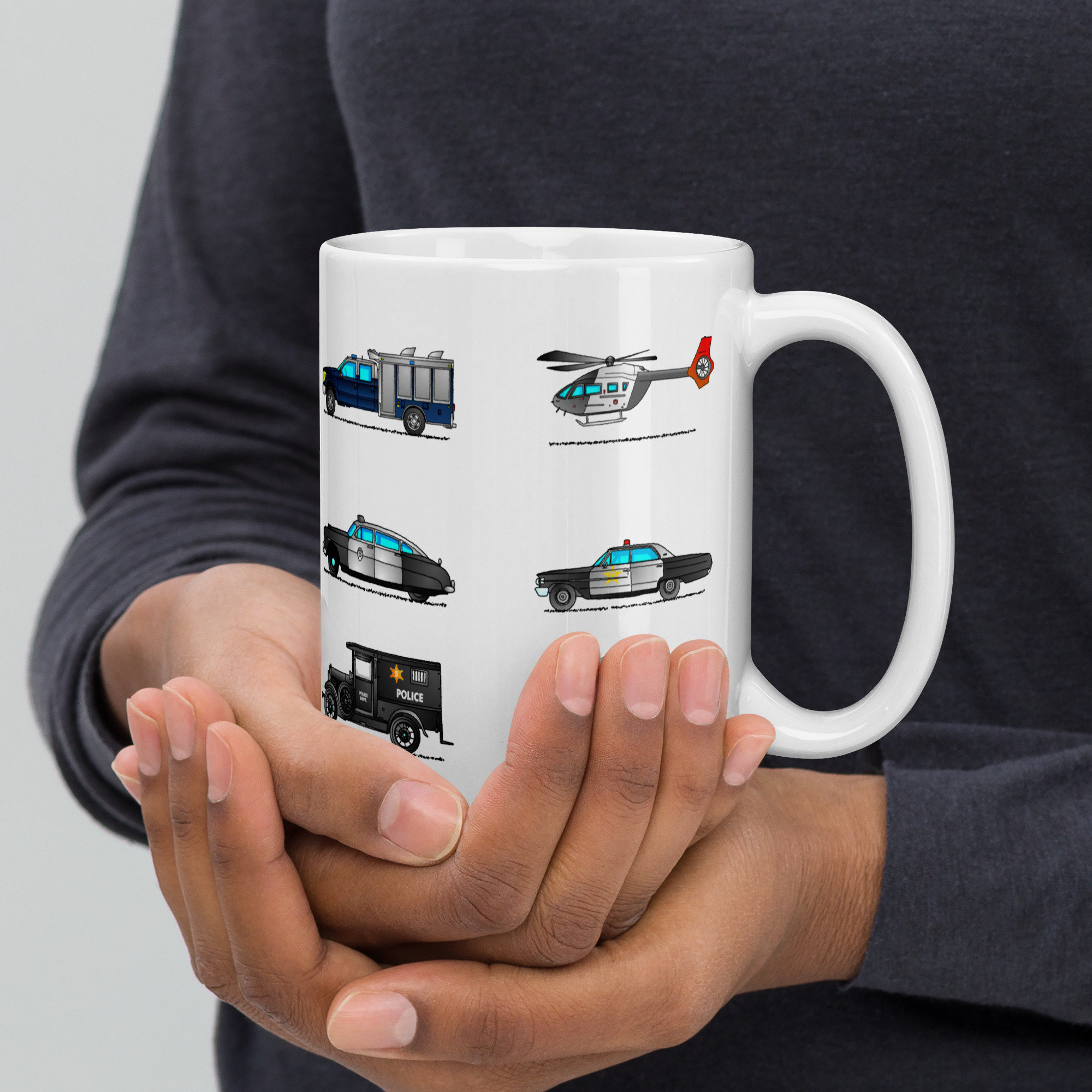 Police-themed Gift Mug: With Swat Truck, Police Car, K9 Vehicle, and ...