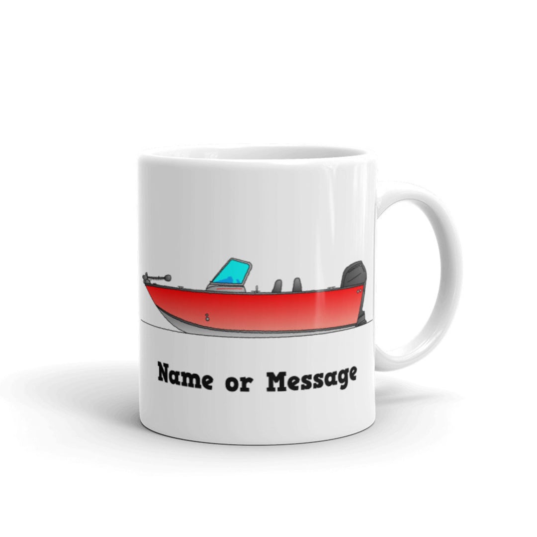 Personalized Fishing Boat Mug. Custom Open Cockpit Deep V-hull Angler ...