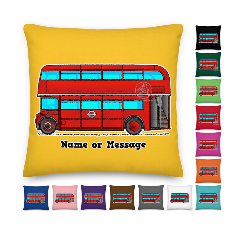 Personalized London Bus Pillow. Custom Red Double Decker Bus Cushion ...