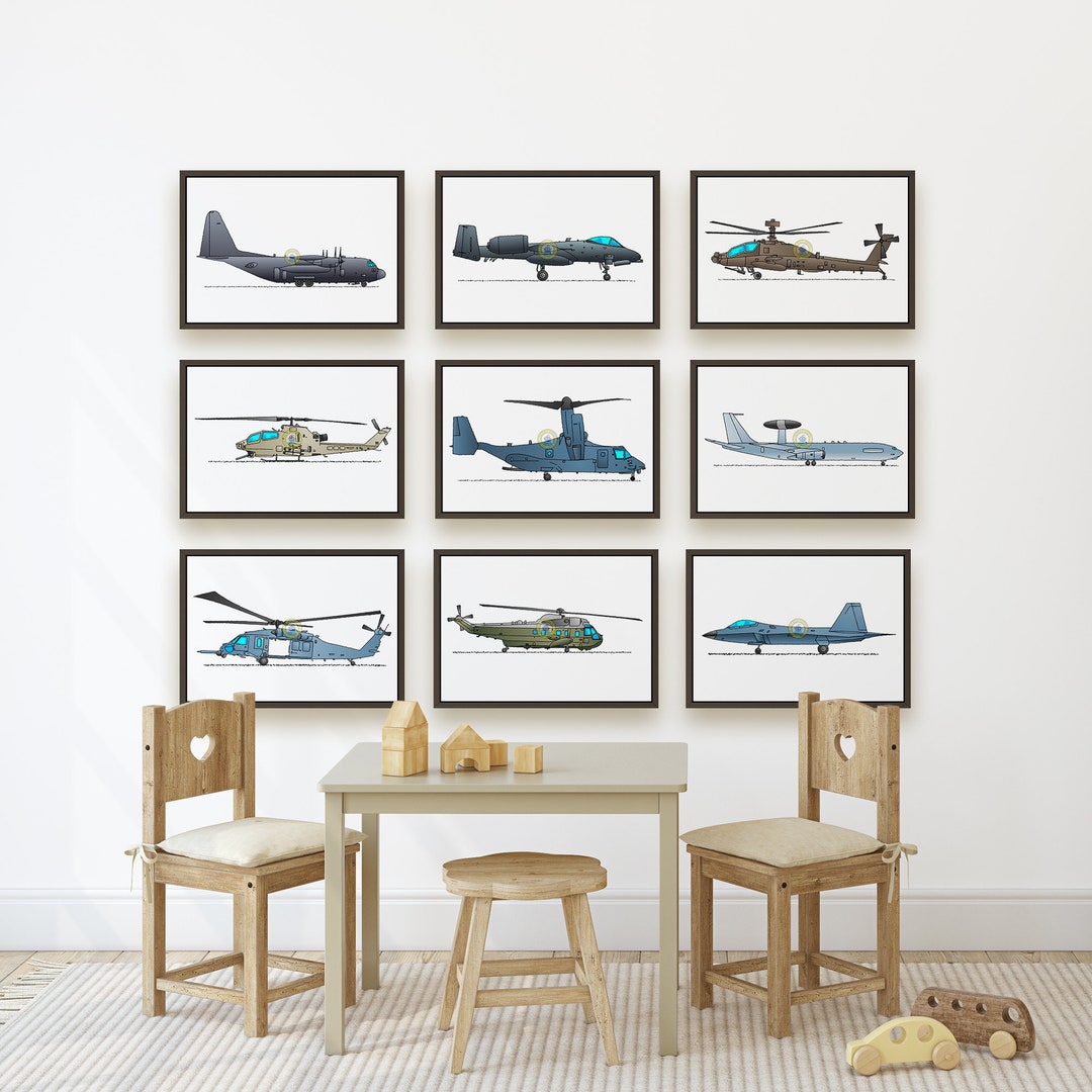 Set of 9 Military Aircraft Posters. Choose Any 9 Helicopter, Fighter ...
