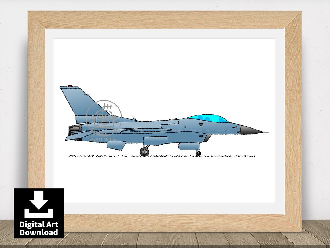 Falcon Fighter Jet Digital Illustration – Military Aircraft Printable ...