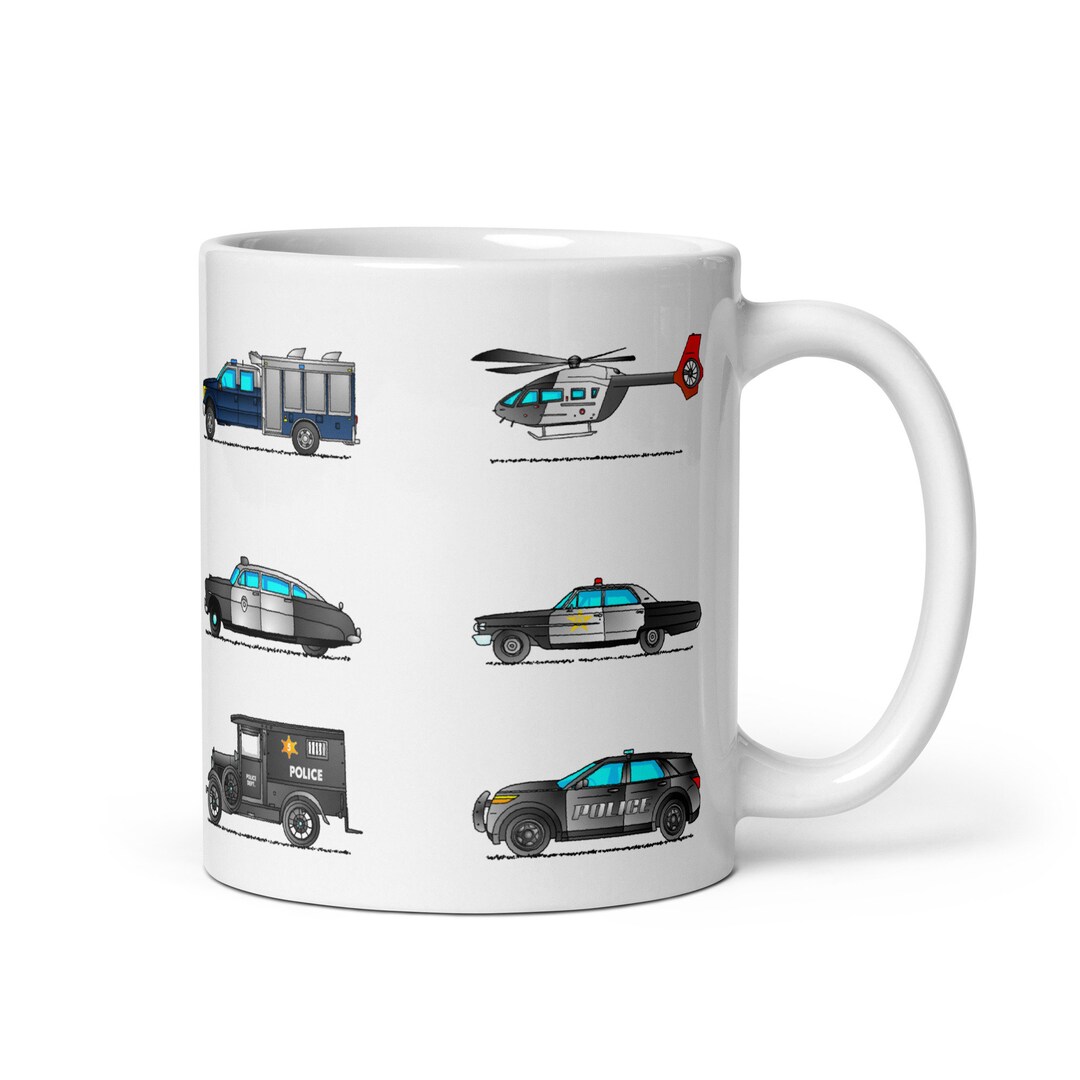 Police-themed Gift Mug: With Swat Truck, Police Car, K9 Vehicle, and ...