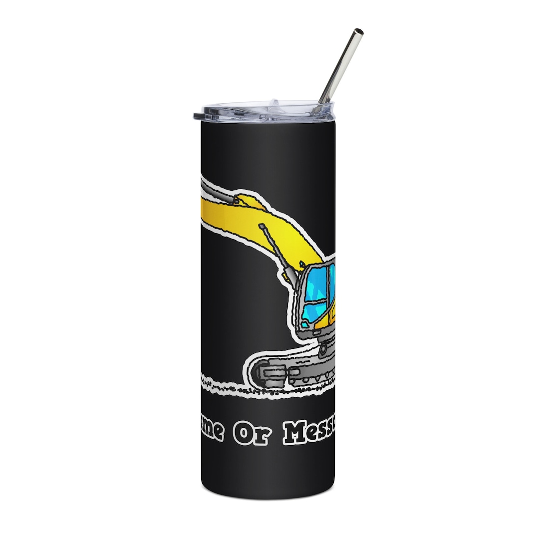Excavator Stainless Steel Tumbler W/ Metal Straw. Heavy Machinery ...