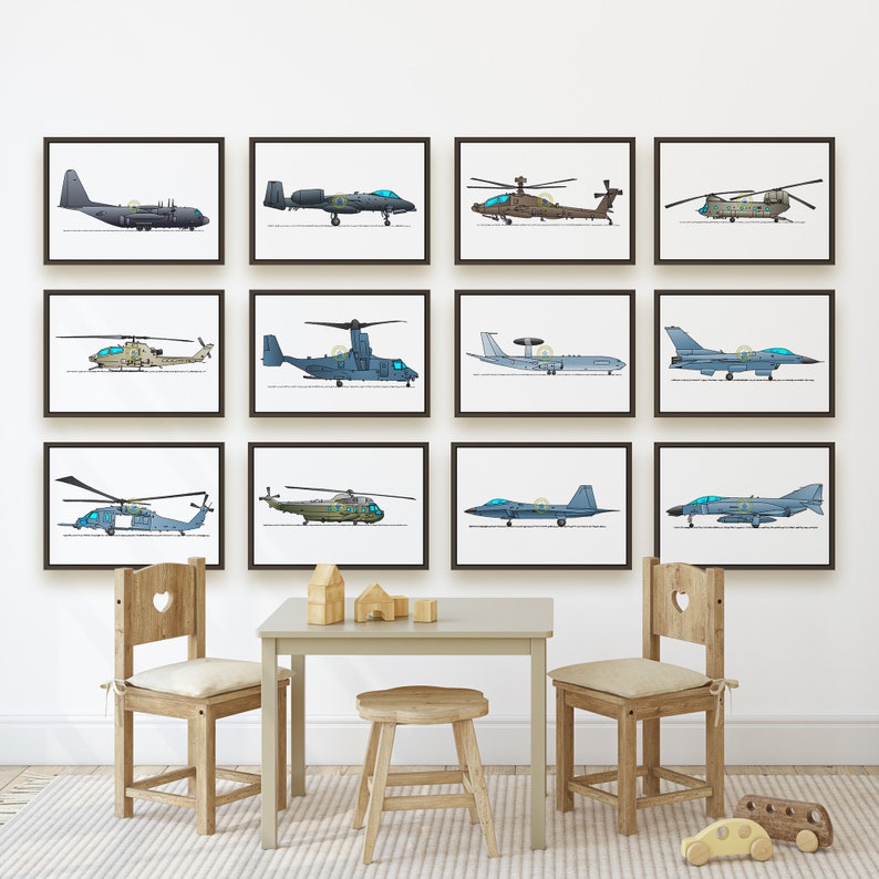 Set of 12 Military Aircraft Posters. Choose Any 12 Helicopter, Fighter ...