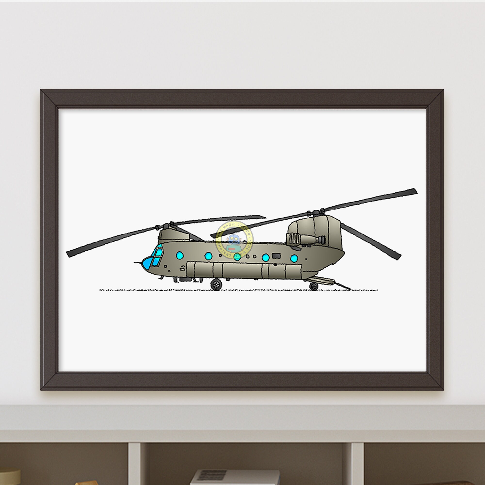 Chinook Helicopter Poster. USAF Military Aircraft Print, Twin Blade Air ...
