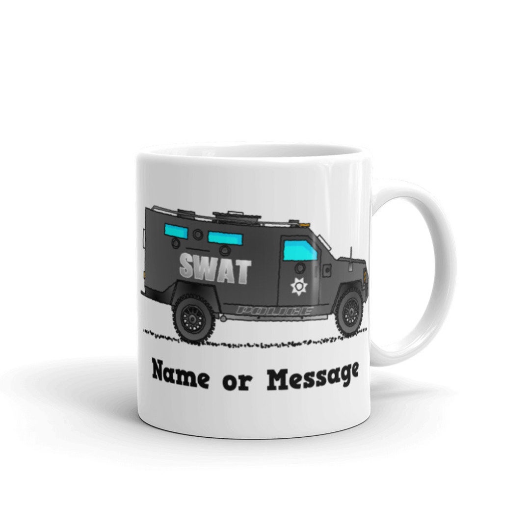 Police SWAT Truck Mug. Personalized Coffee Cup, Black White S.W.A.T ...
