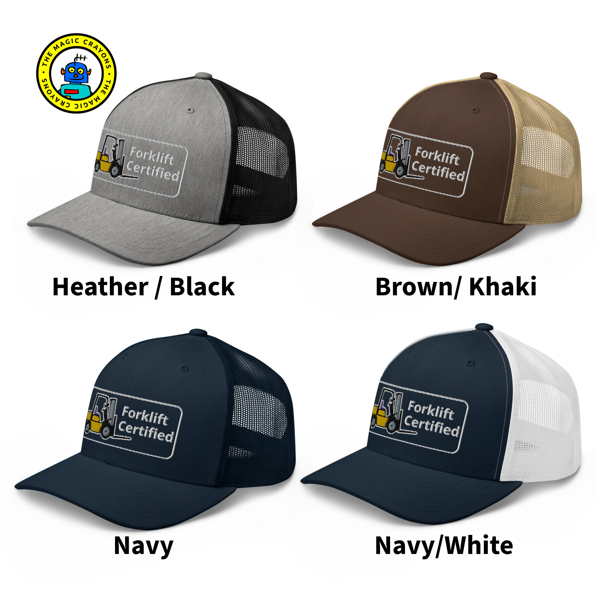 Yellow Forklift Truck Cap, Forklift Certified Text. Mesh Back in 13 ...