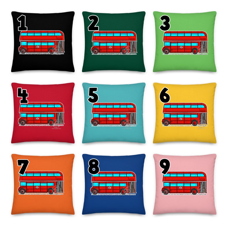 Personalized London Bus Pillow. Custom Red Double Decker Bus - Etsy