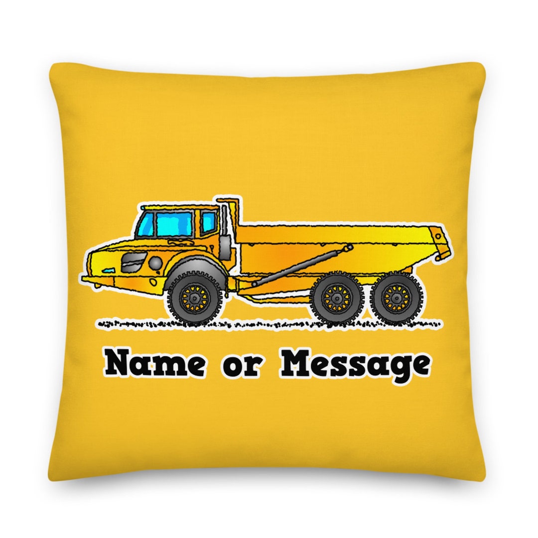 Custom Hauler Pillow. Yellow Articulated Tipper Truck Cushion ...