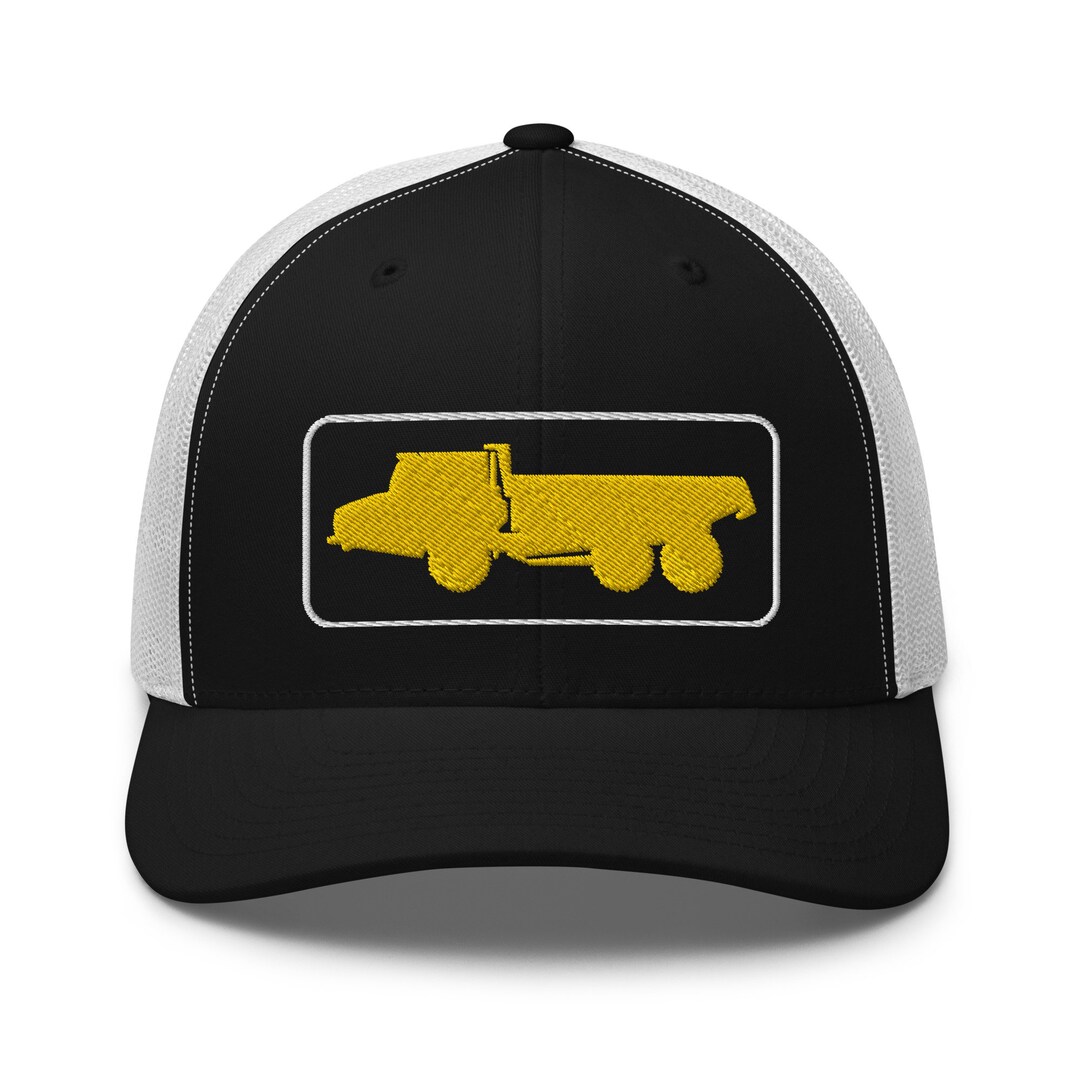 Articulated Hauler Cap. Trucker Cap With Embroidered Yellow Hauler for ...