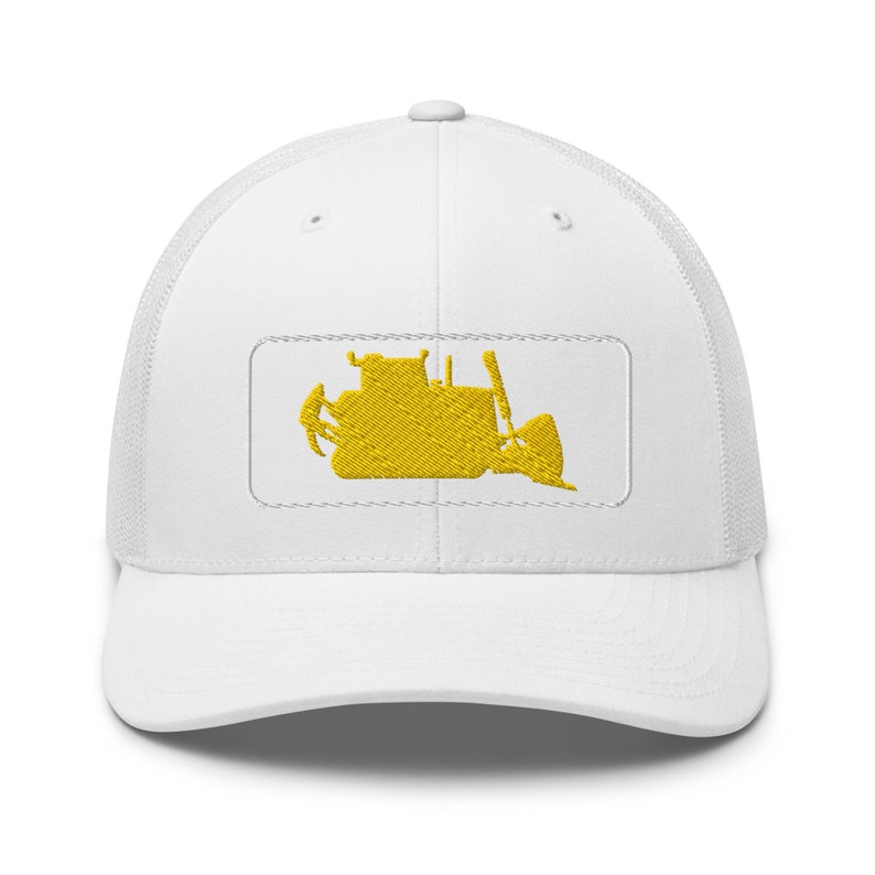 Bulldozer Cap. Trucker Cap With Embroidered Yellow Bulldozer for Heavy ...