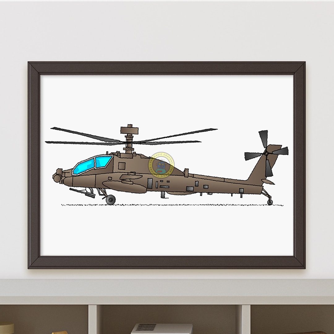 AH-64 Apache Poster. USAF Military Apache Attack Helicopter Prints ...