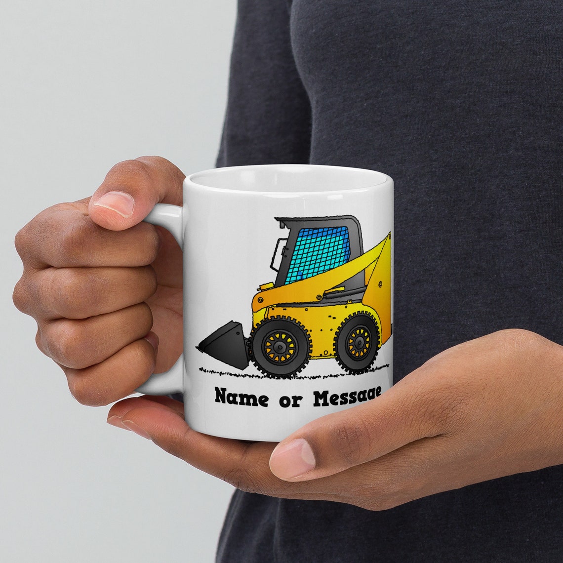 Personalized Skid Steer Mug. Custom Ceramic Coffee Mug With Yellow Skid ...