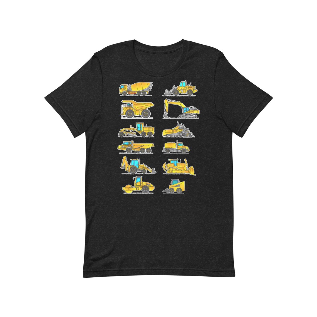 Construction Vehicles T-shirt. Excavator Asphalt Paver Grader - Etsy