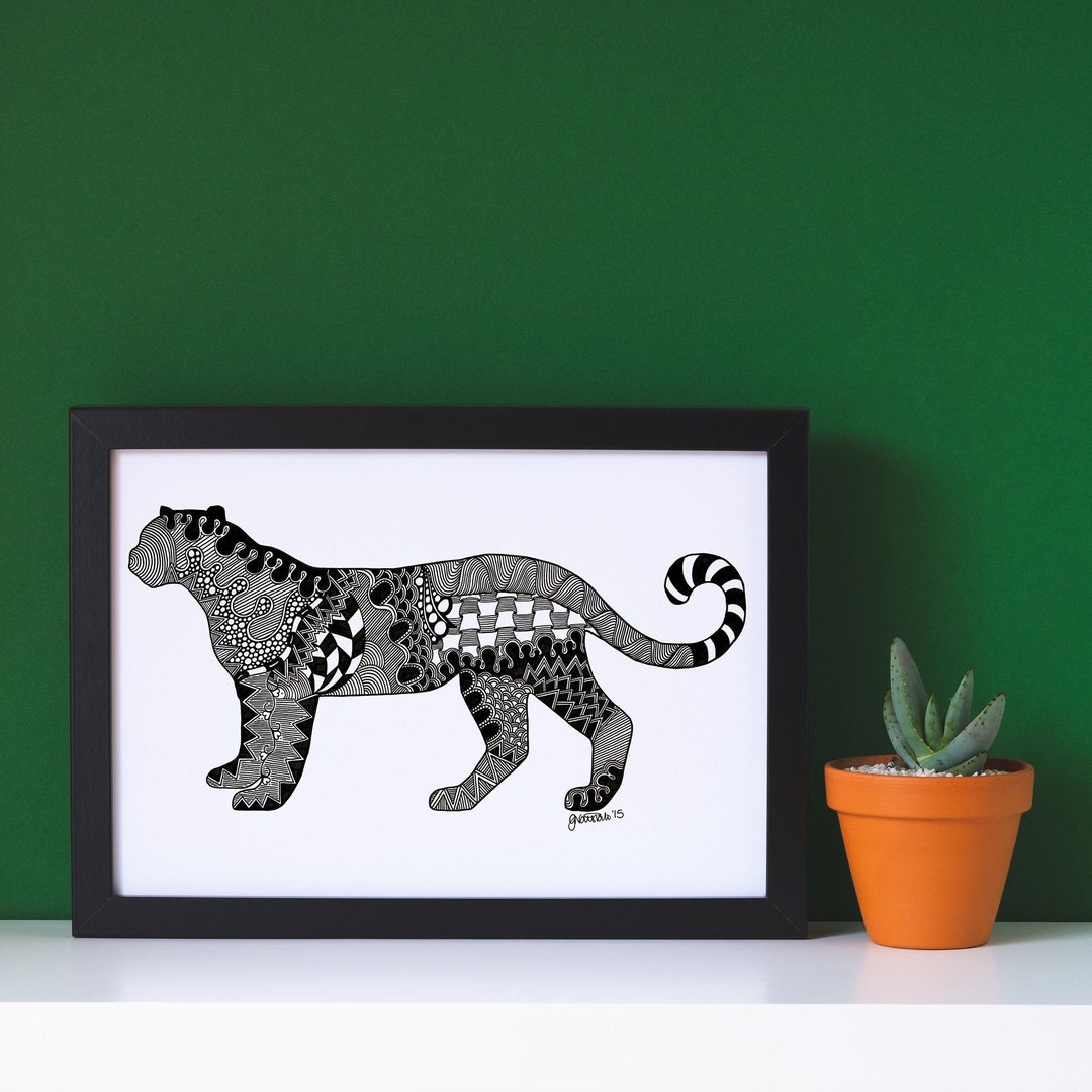 Leopard Zentangle Print - Etsy