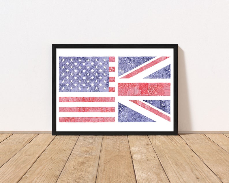 UK and US Flag Mash up Print - Etsy