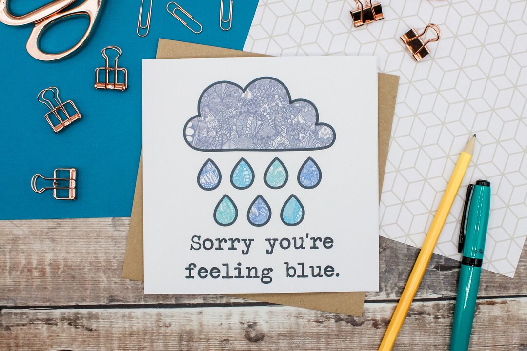 Sorry You're Feeling Blue Zentangle Card - Etsy