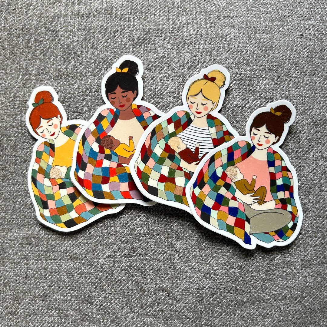 Patchwork Mother and Baby Quilt Sticker, Vinyl Waterproof Sticker for ...