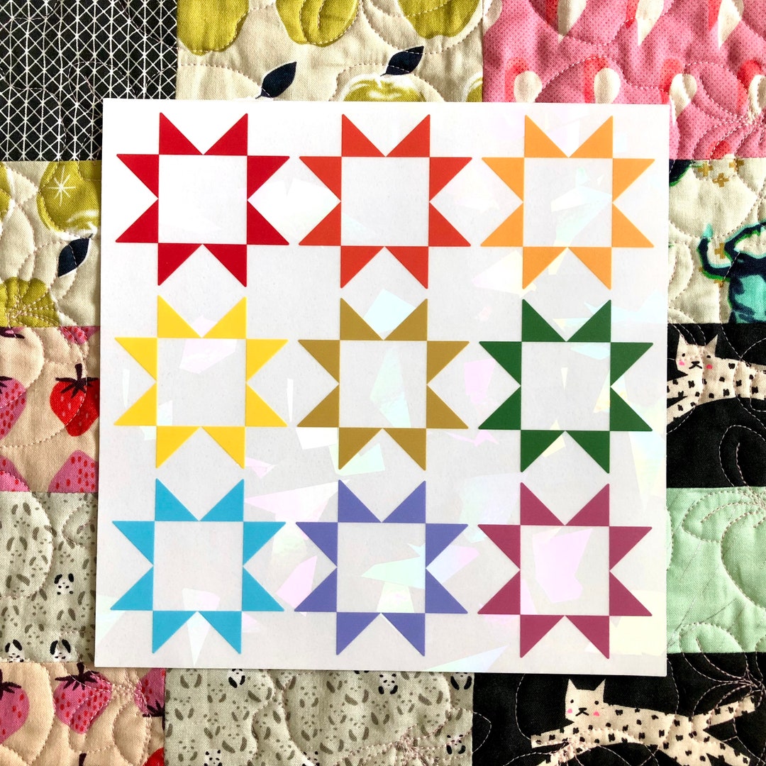 GIANT 8x8” Sawtooth Star Quilt Block Rainbow-making Suncatcher Vinyl ...