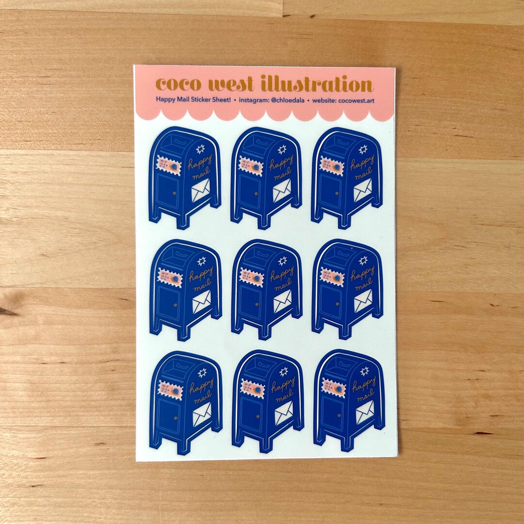 Happy Mail Sticker Sheet - Mailbox Decal for Packages / Letters / Snail ...