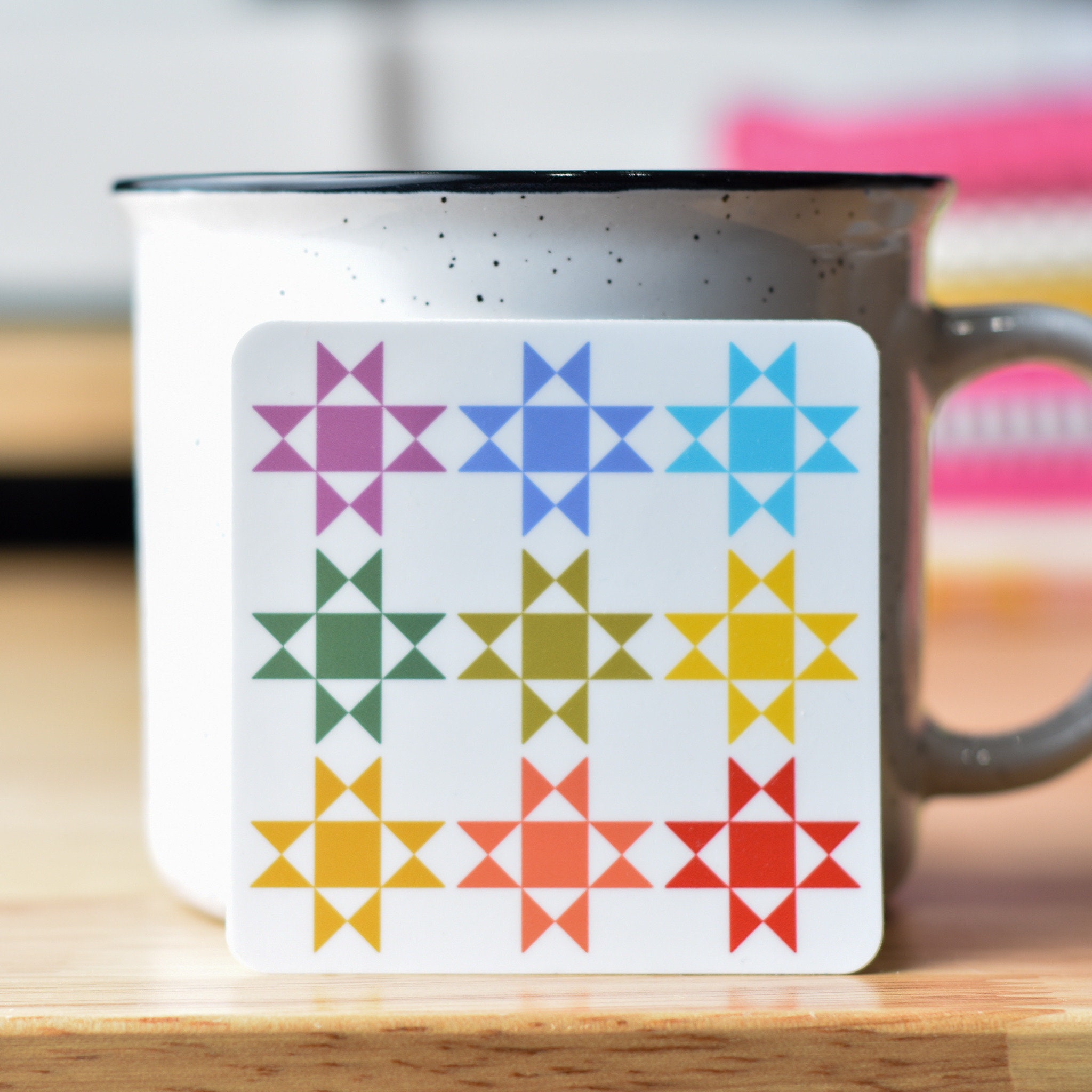Rainbow Quilt Block Square Vinyl Stickers for Quilters, Sister’s Choice ...
