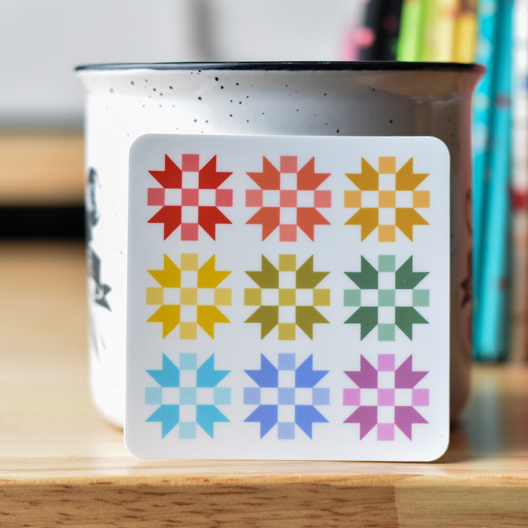 Rainbow Quilt Block Square Vinyl Stickers for Quilters, Sister’s Choice ...